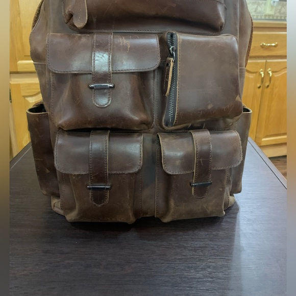 Bags | Szone Men Genuine Leather Backpack Vintage Casual Daypack Multi ...